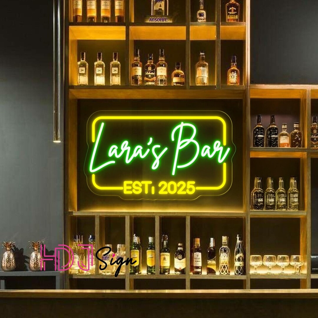 Custom Bar Neon Sign,custom Your Bar Name Sign,personalized Home Bar ...