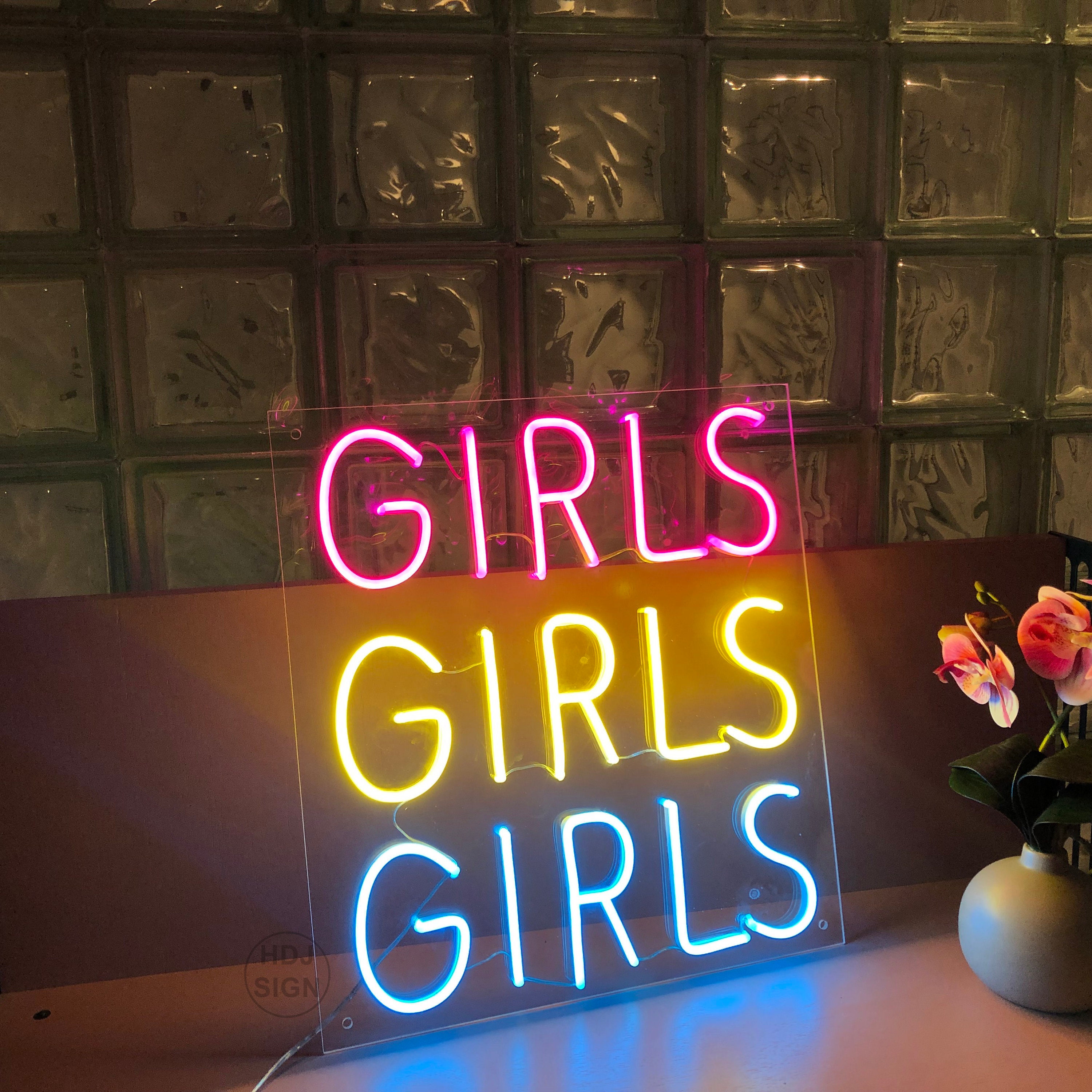 Custom Neon Sign Girls Girls Girls Neon SignCutting to Shape | Etsy