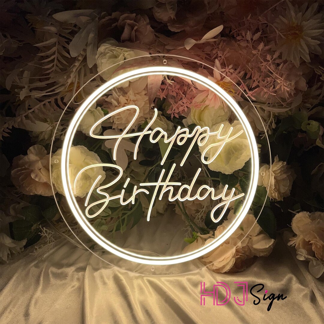 USB 3D Engraved Happy Birthday Neon Sign, Room Wall Decor,led Light ...