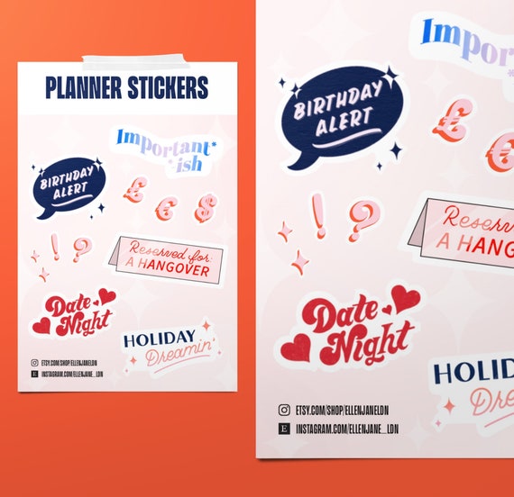 A6 Sticker Sheet Vinyl Stickers for Bullet Journal | Etsy