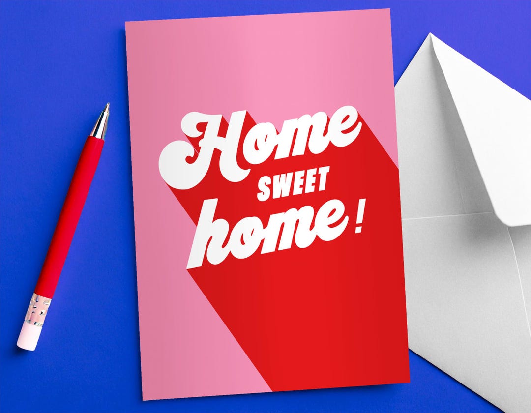 Modern Typography New Home Card | Lettering Pink and Red A6 Moving ...