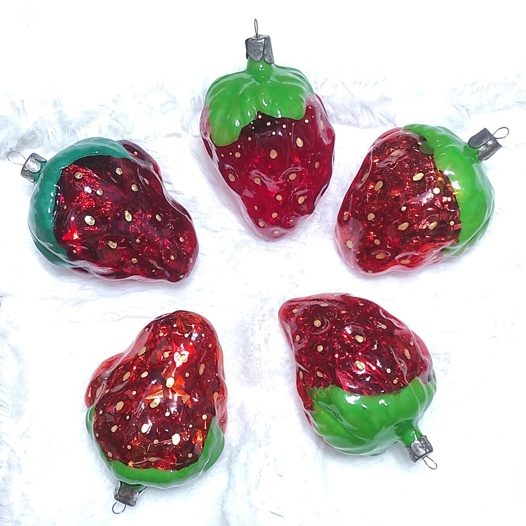 Vintage Big Red Glass Christmas Ornaments TO CHOOSE FROM Strawberry ...