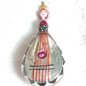 Vintage Unique Glass Xmas Ornament Red Queen Mandolin Toy Musical ...