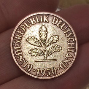 Vintage Retro Metal Copper German Coins 8 Pcs Pfennig Bundesrepublik ...