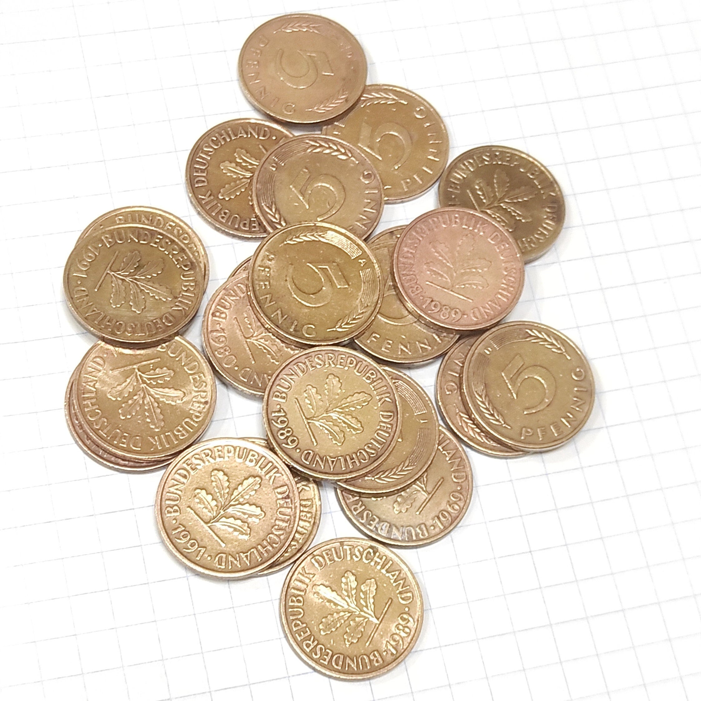 Vintage Retro Metal Copper German Coins 23 Pcs 5 Pfennig - Etsy