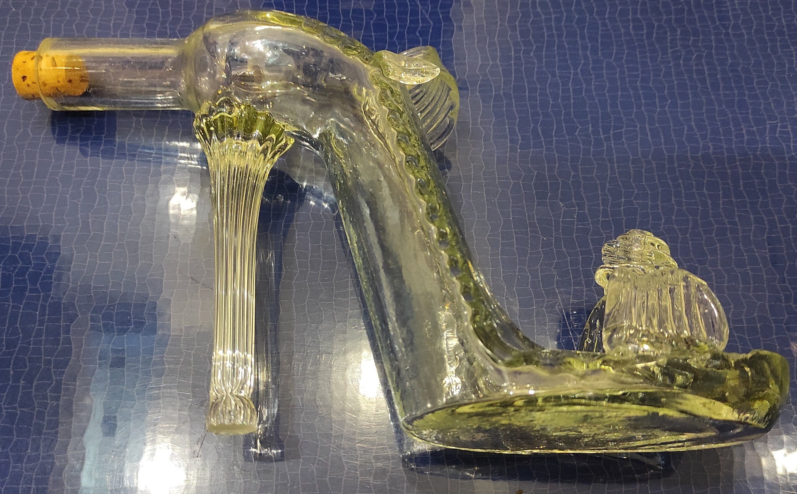 Vintage Glass Shoe Boot Cinderella's Crystal Slipper Decanter Damask ...