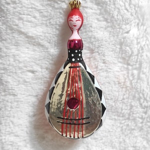 Vintage Unique Glass Xmas Ornament Red Queen Mandolin Toy Musical ...