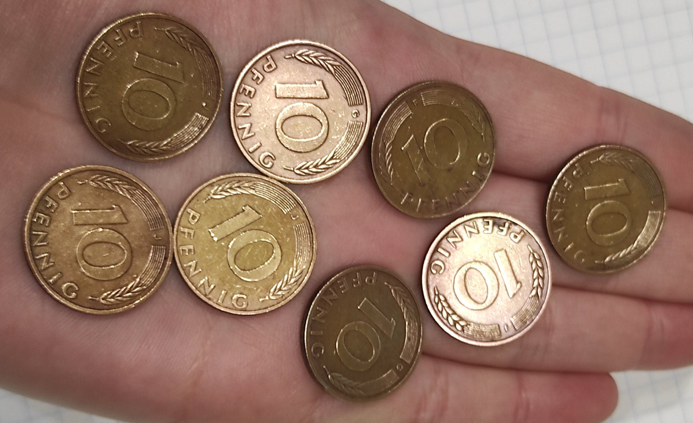 Vintage Retro Metal Copper German Coins 8 Pcs Pfennig Bundesrepublik ...