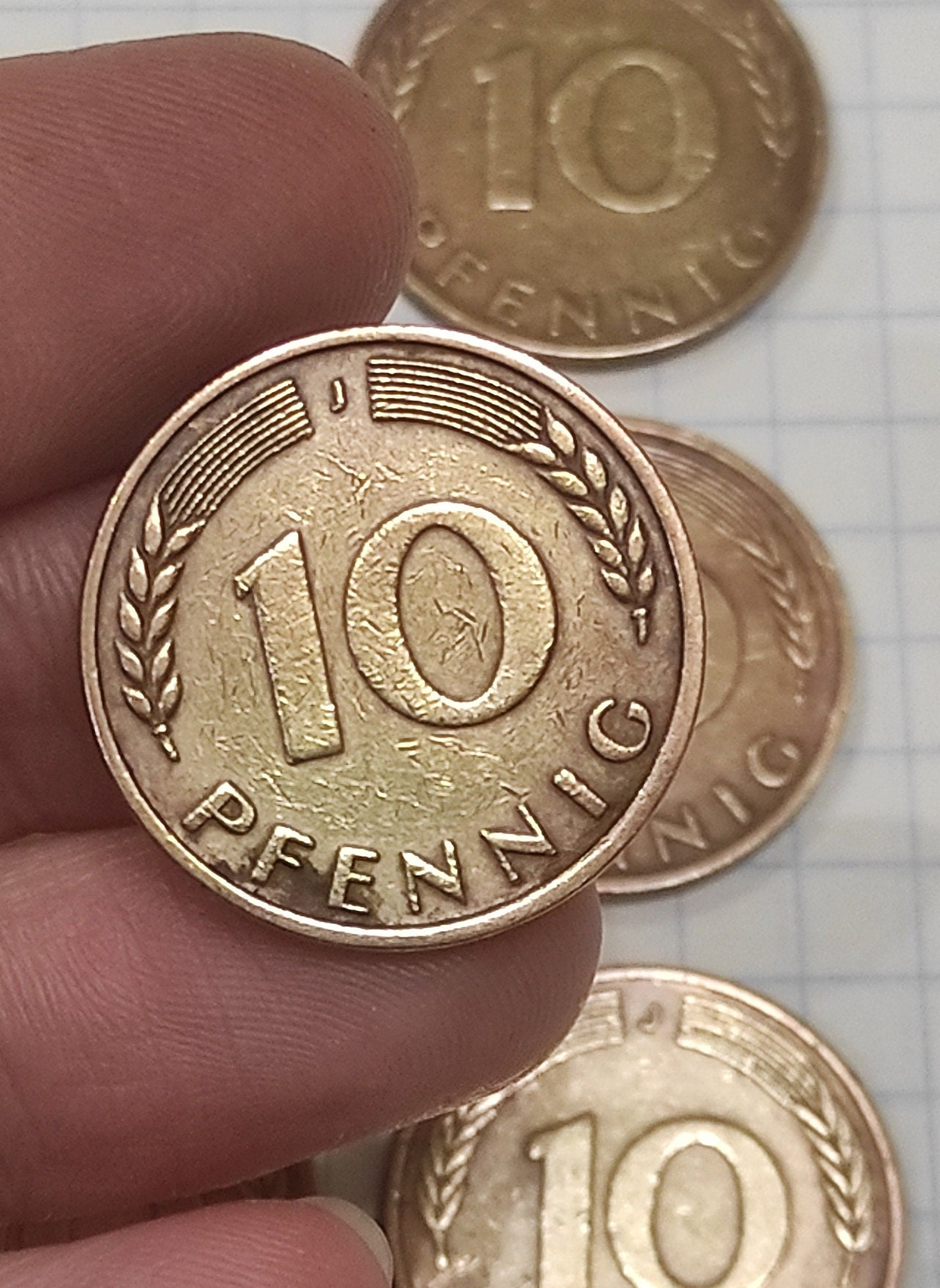 Vintage Retro Metal Copper German Coins 8 Pcs Pfennig Bundesrepublik ...