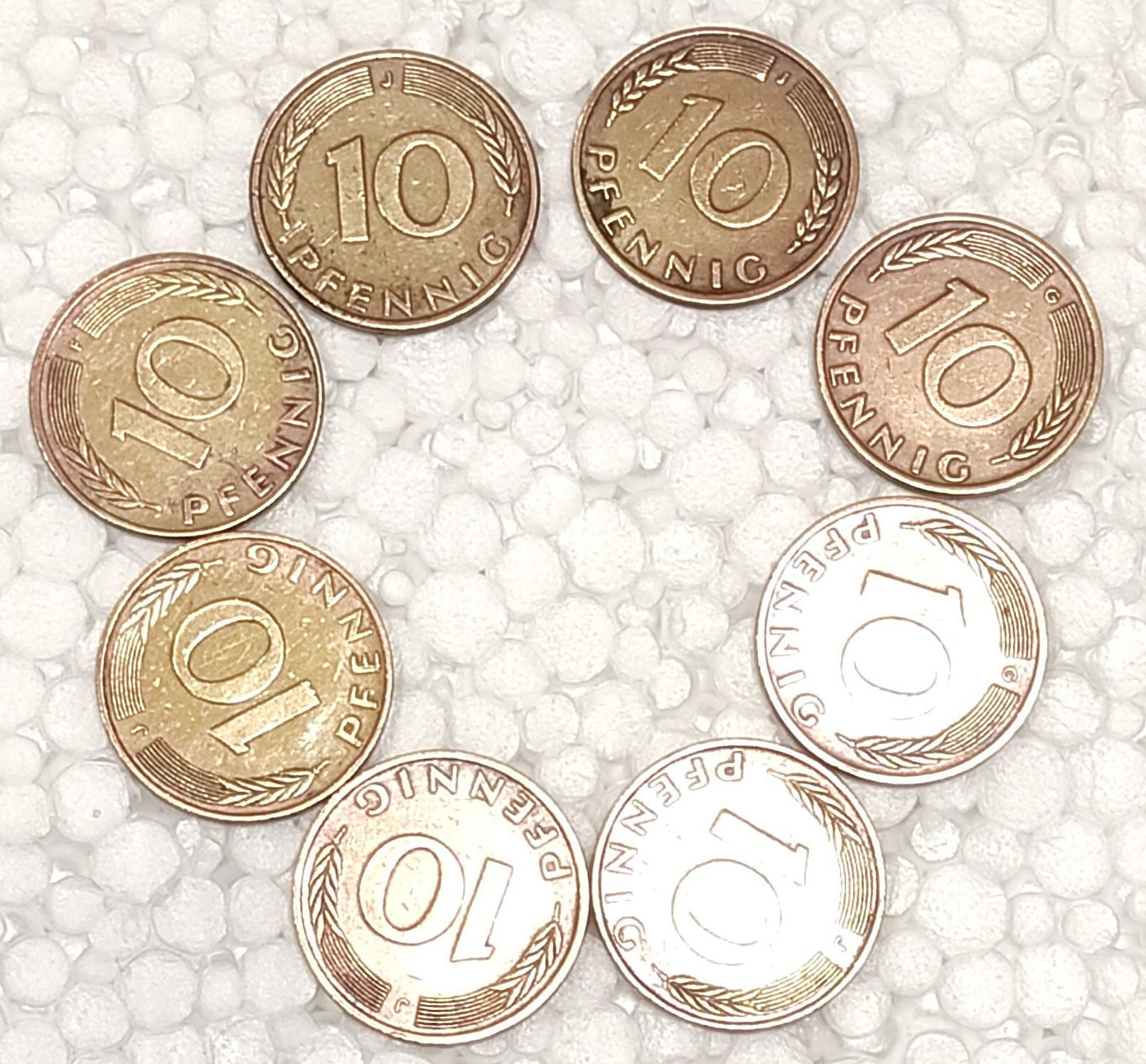 Vintage Retro Metal Copper German Coins 8 Pcs Pfennig Bundesrepublik ...