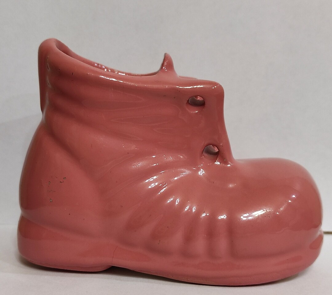 Vintage Retro Ceramic Boot Shoe Pot Ornamental Flowerpot Planter Piggy ...