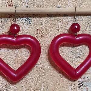 Vintage Retro Unique Pink Love Heart Earring Jewelry Accessory ...