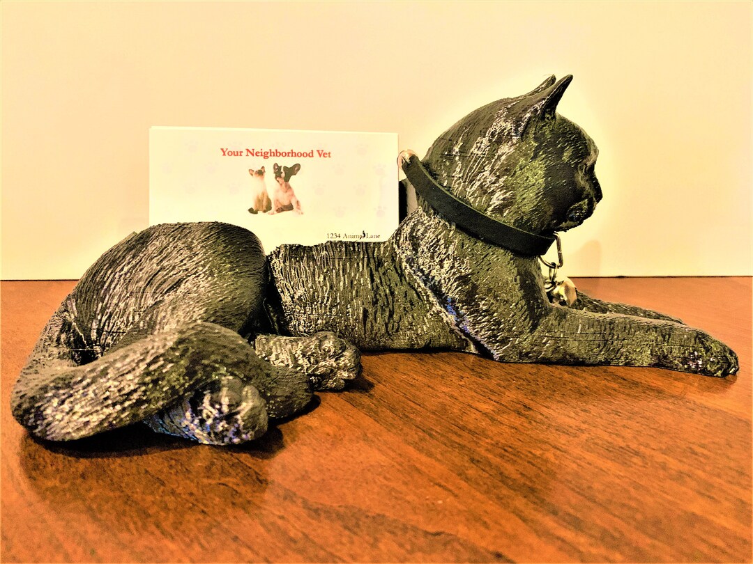 Silk - Cat Business Card / Pencil Holder (black Silk / Dark Gray)) - Etsy