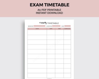 Exam Timetable | Etsy