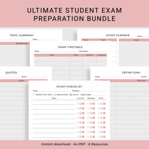 Student Exam Preparation Bundle of Resources Templates and Trackers ...
