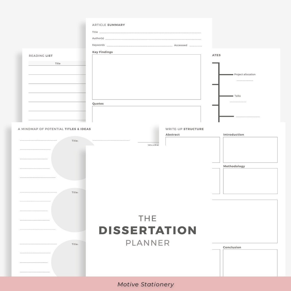 DISSERTATION Planner Thesis Final Year Undergraduate Masters Phd - A4 ...
