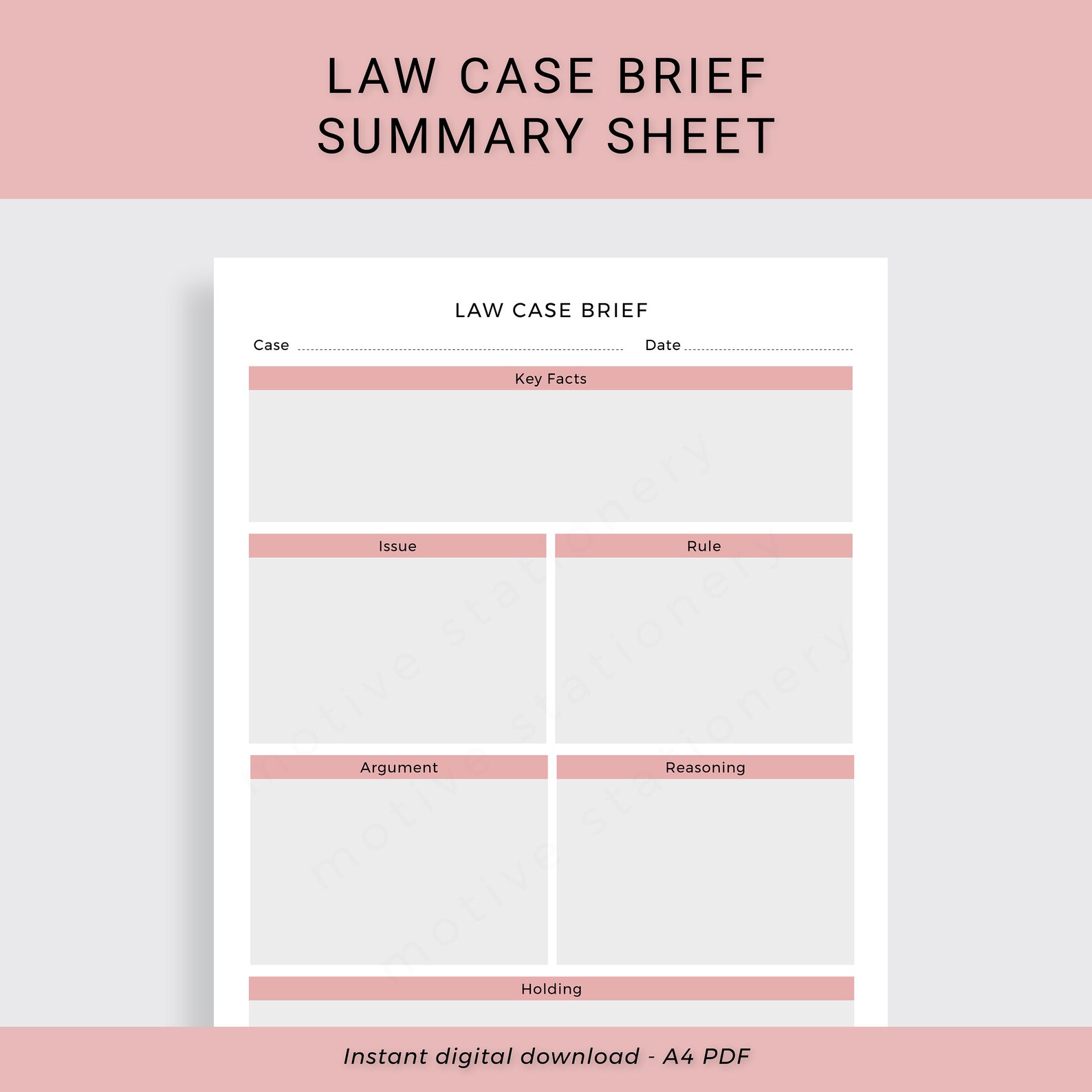 Law Student Case Brief Summary Sheet A4 PDF Instant Digital - Etsy UK