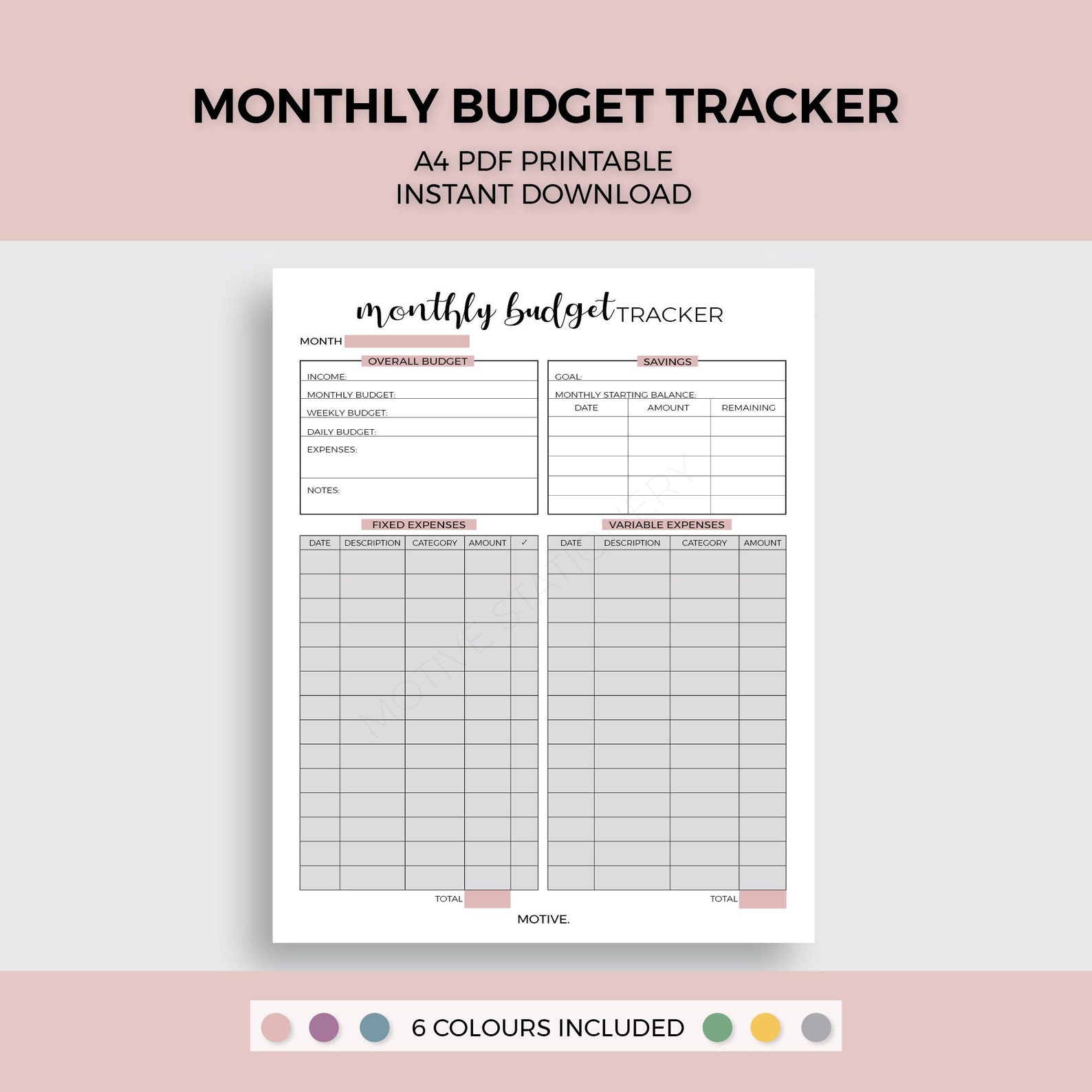 Monthly Budget Tracker Money Tracker Money Planner A4 PDF - Etsy UK