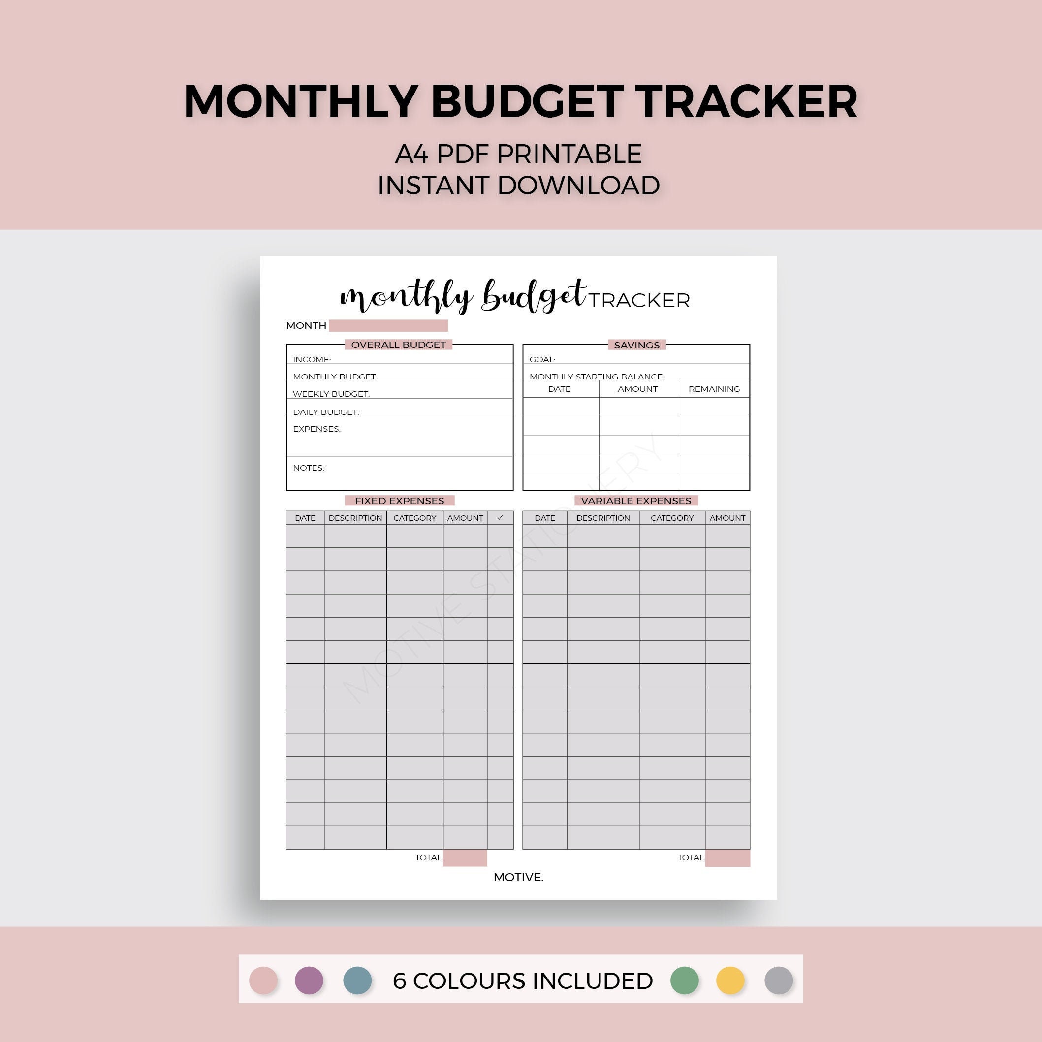 Monthly Budget Tracker Money Tracker Money Planner A4 PDF - Etsy UK