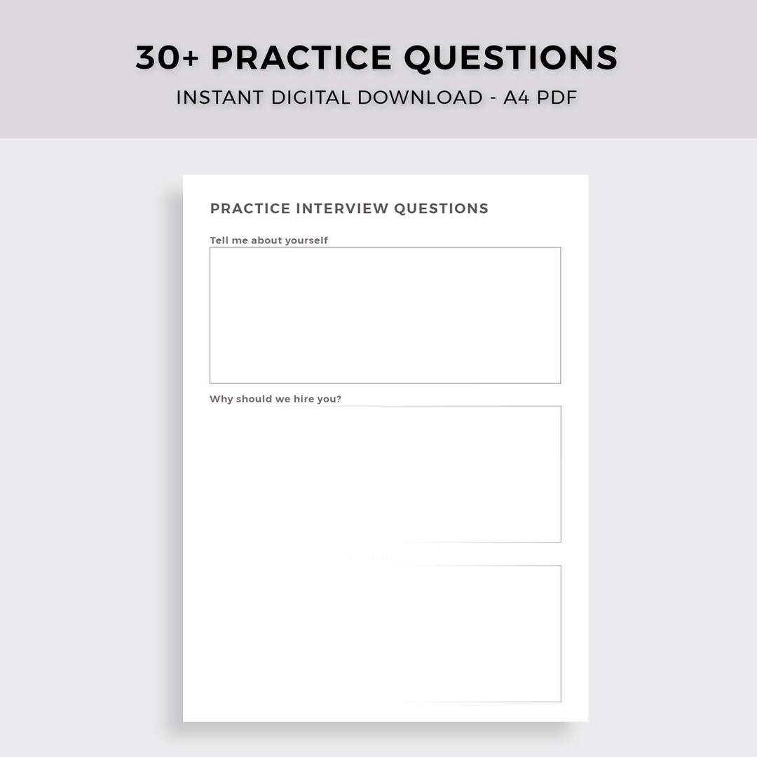 Job Interview Practice Questions Instant Digital Download - Etsy