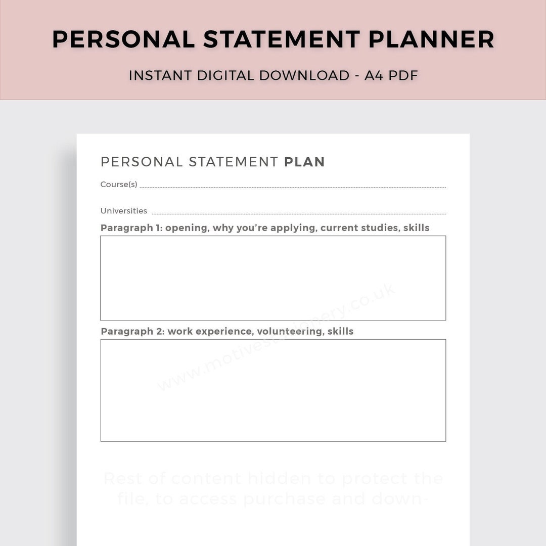 Personal Statement Planner Template for University Students A4 PDF ...