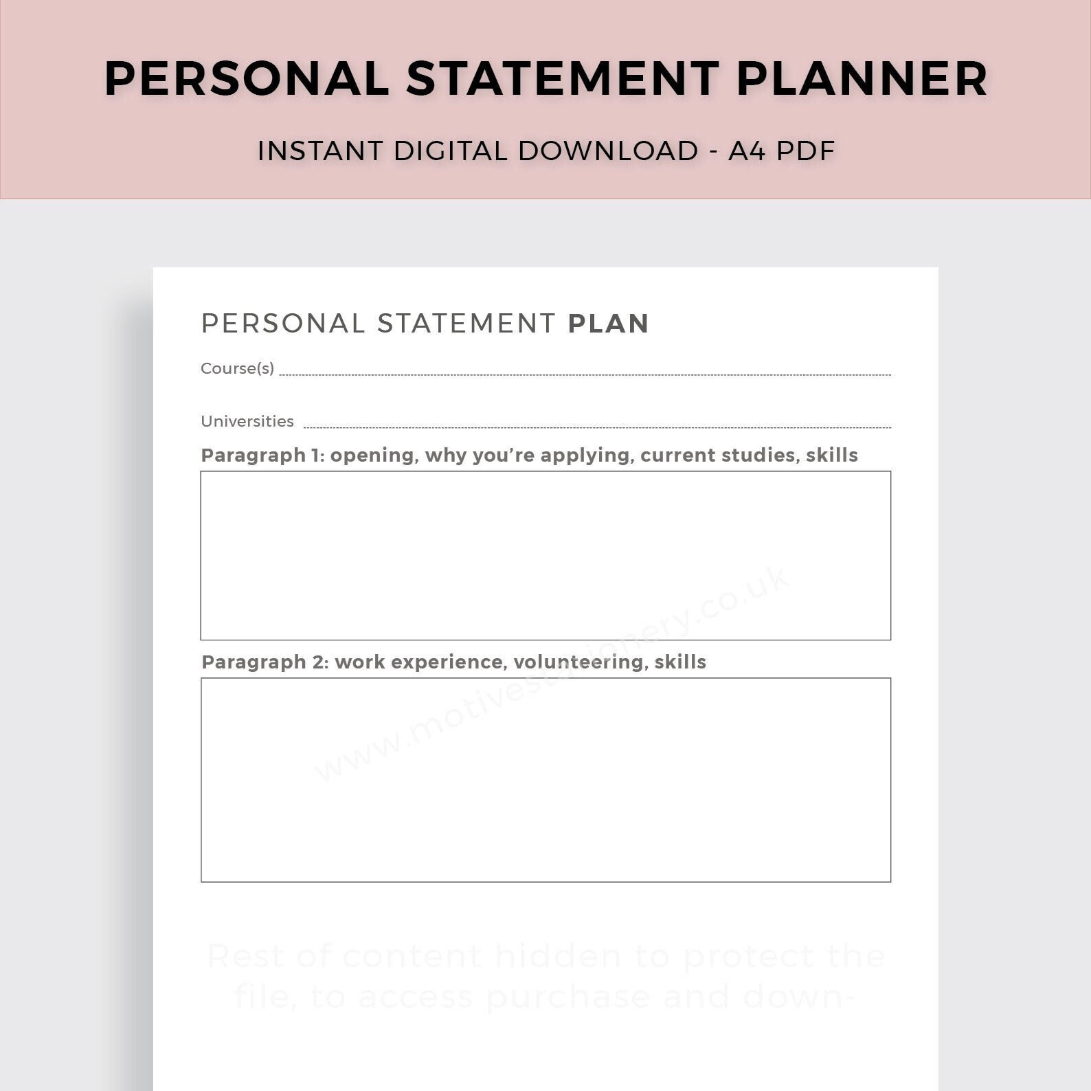 Personal Statement Planner Template for University Students A4 - Etsy UK