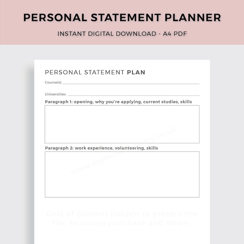 Personal Statement Planner Template for University Students A4 - Etsy UK