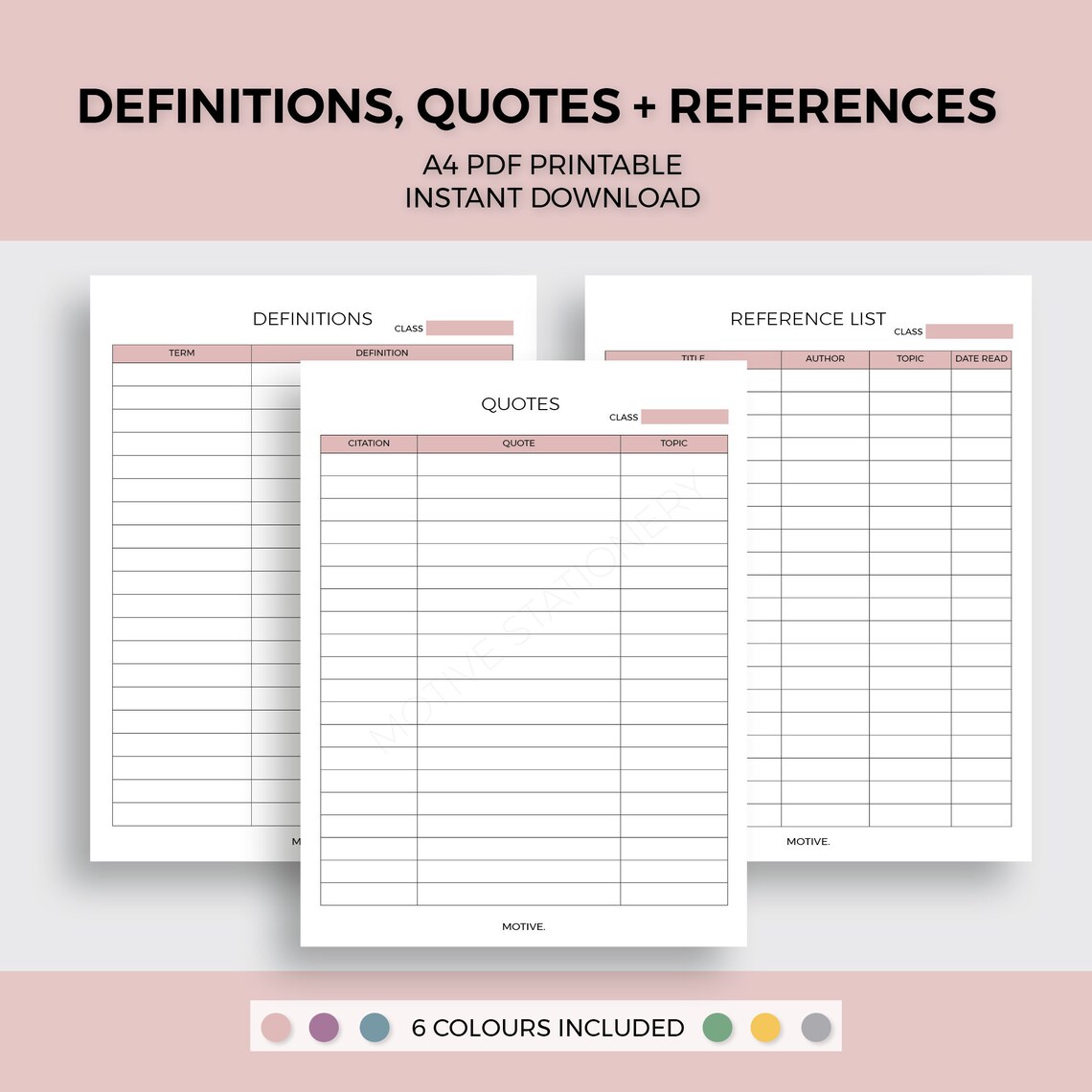 Definition Reference Quote Bundle A4 PDF Printable Digital - Etsy UK
