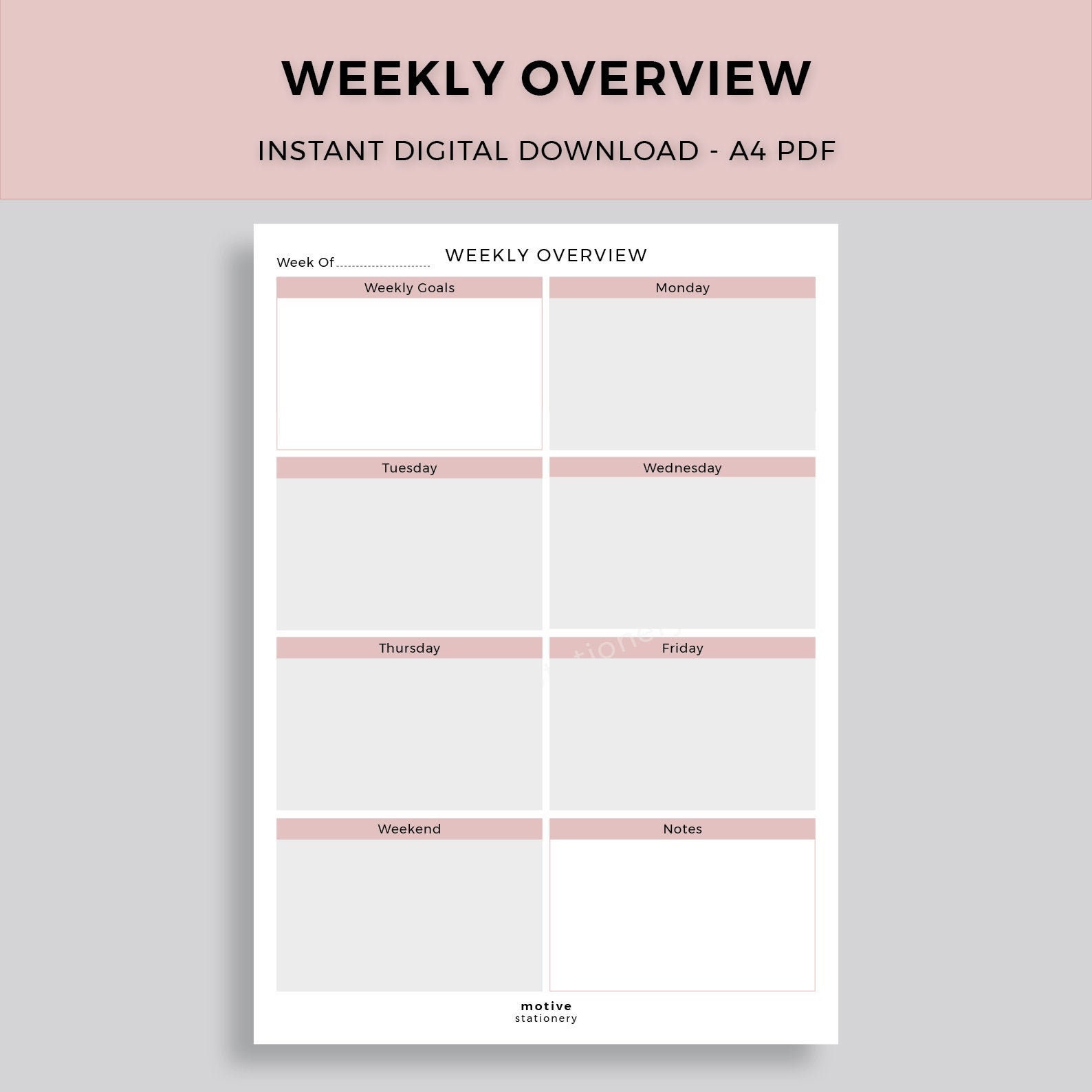Weekly Overview Planner Instant Digital Download A4 PDF - Etsy 日本