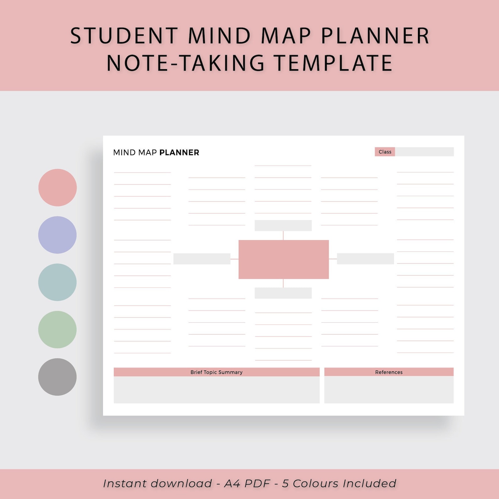 Student Mind Map Brain Storm Spider Diagram Revision Note-taking ...