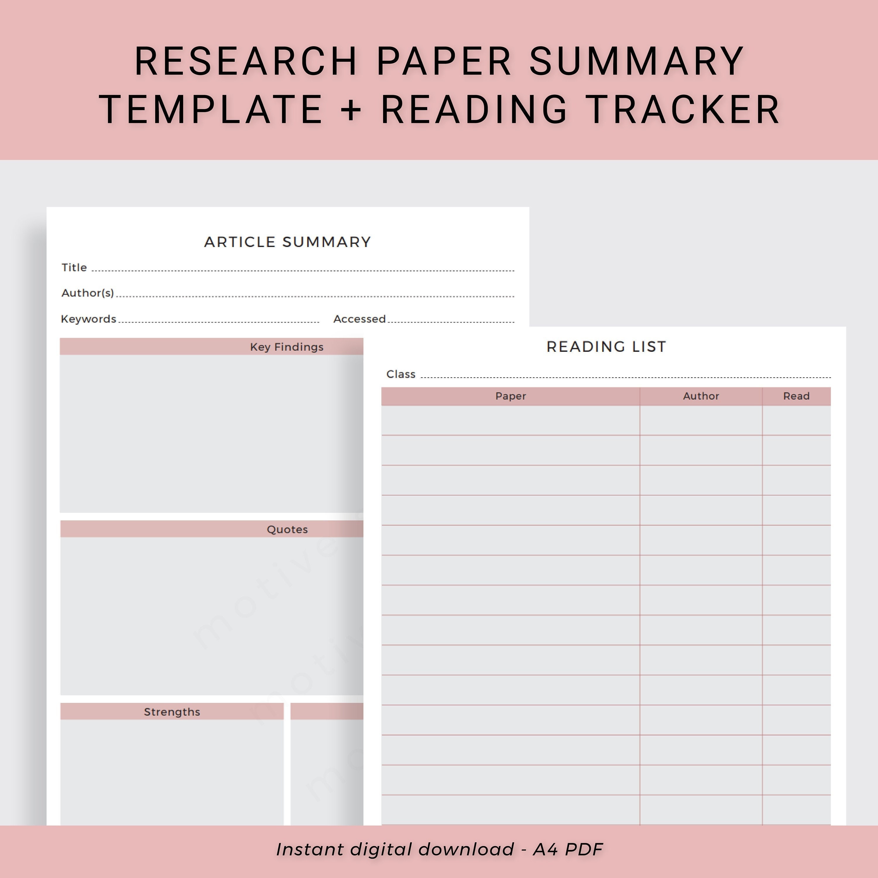 Article Summary Template