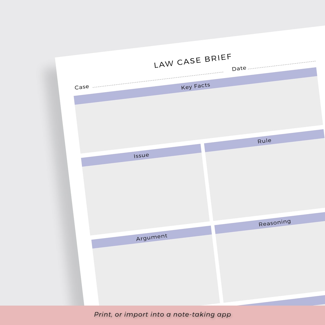 Law Student Case Brief Summary Sheet A4 PDF Instant Digital - Etsy