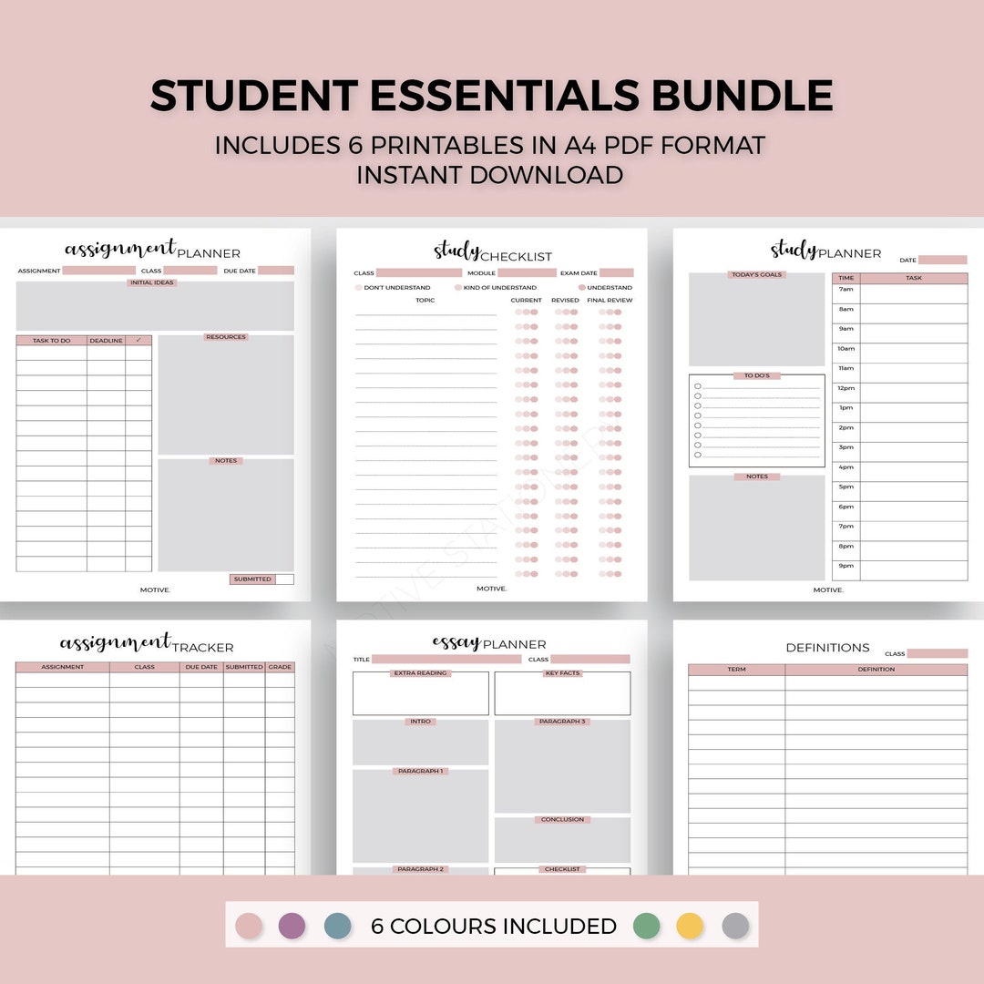 Student CHECKLIST TRACKER Planning Bundle Essay Assignment Quote ...