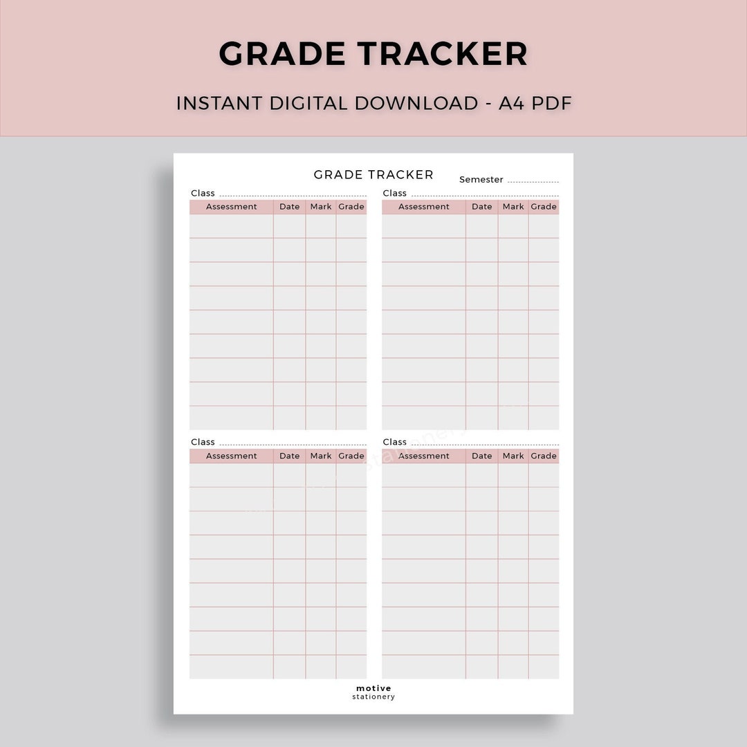 Student Grade Tracker Instant Digital Download A4 PDF - Etsy