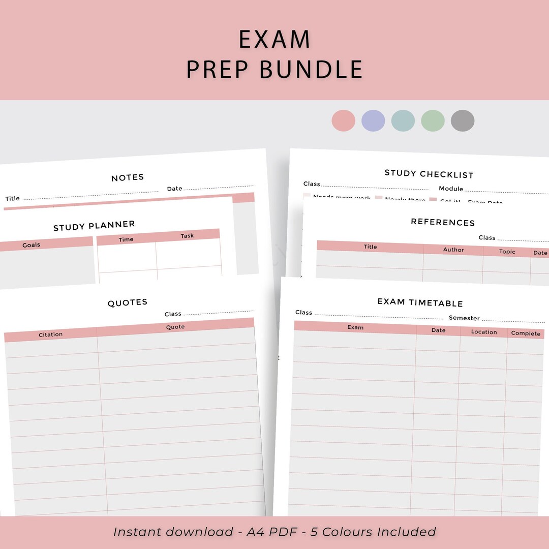 Student Exam Preparation Revision Resources - A4 PDF Instant Digital ...