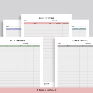 Student Exam Timetable Countdown Tracker - A4 Instant Digital Download ...