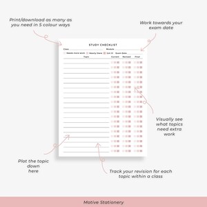 Student Revision Checklist and Note Taking Cornell Template A4 PDF ...