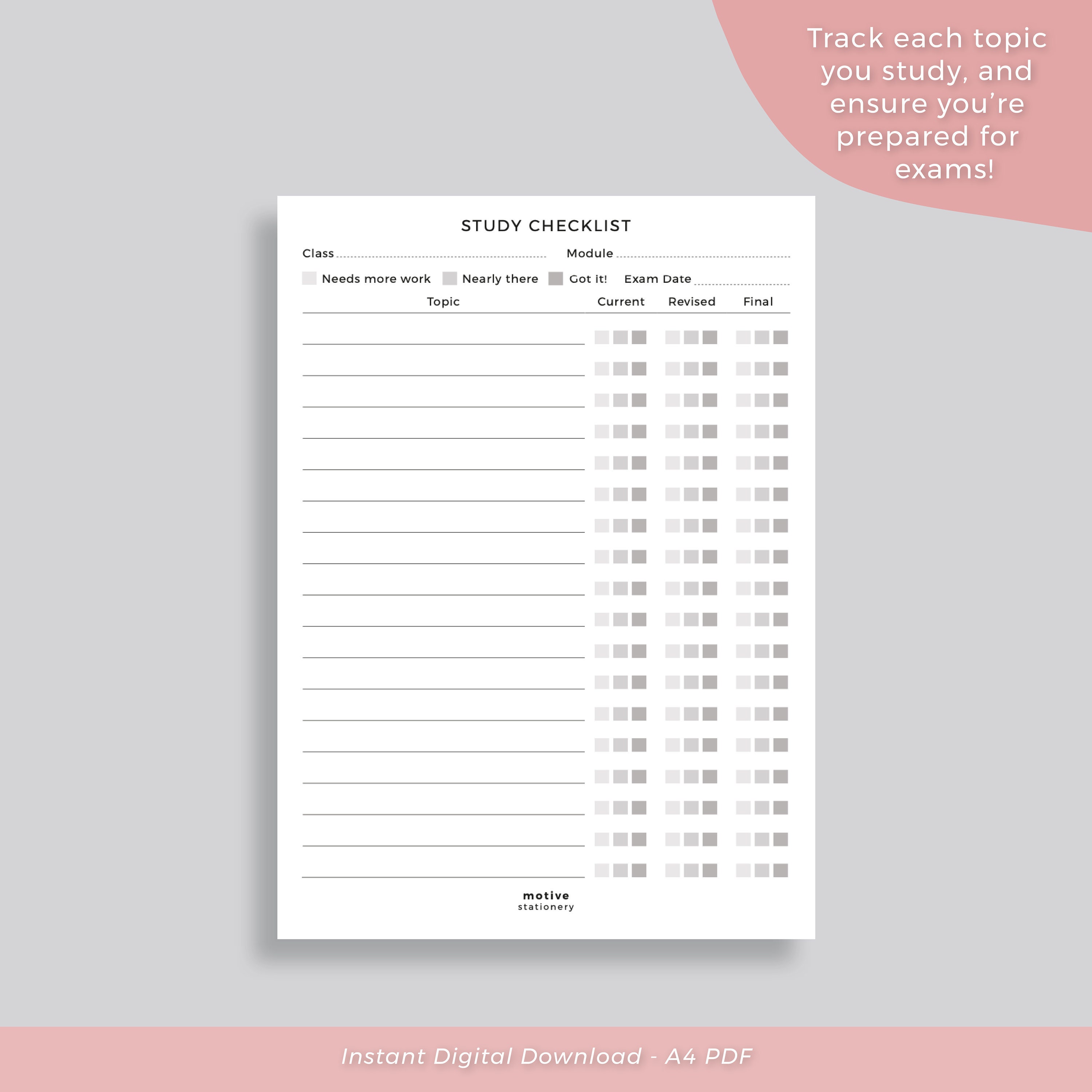 Student Revision Checklist and Note Taking Cornell Template A4 | Etsy