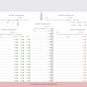 Revision Study Checklist Tracker Printable - A4 PDF Instant Digital ...