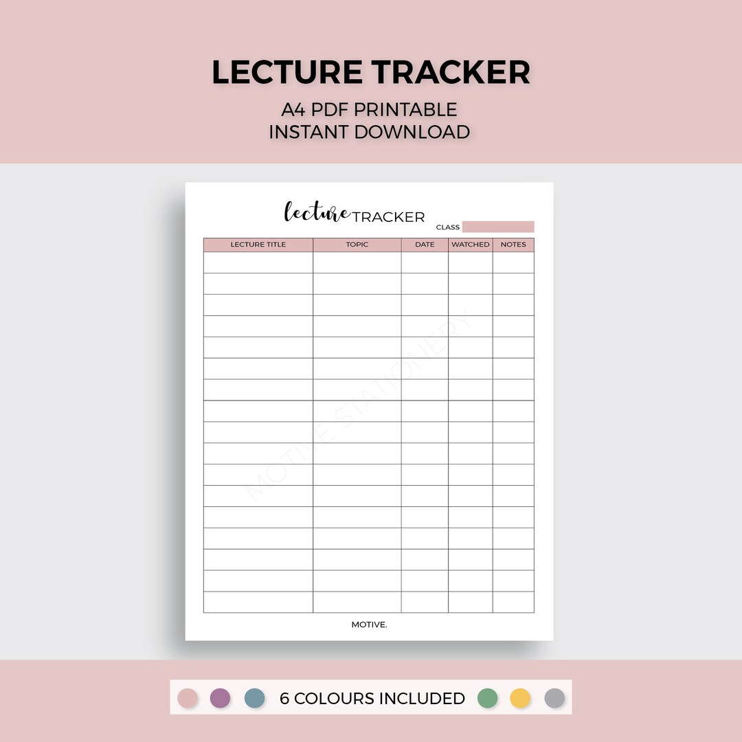 LECTURE CLASS TRACKER Remote Studies Online Seminars Tutorials - Etsy