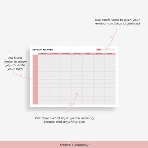 Student Weekly Revision Planner - A4 PDF Instant Digital Download | A ...