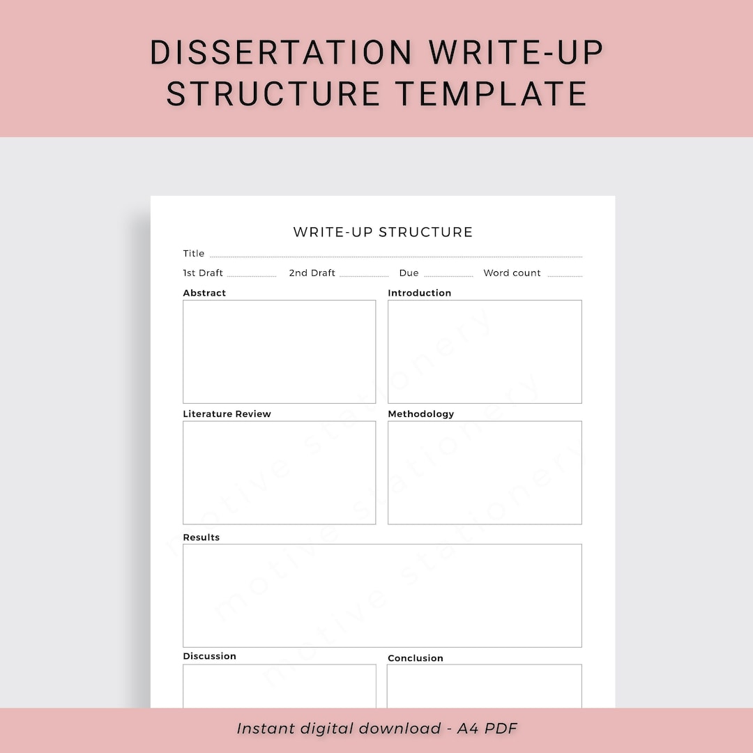 Dissertation Writing Template Write-up Thesis Literature A4 PDF Instant ...