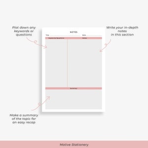 Student Revision Checklist and Note Taking Cornell Template A4 PDF ...