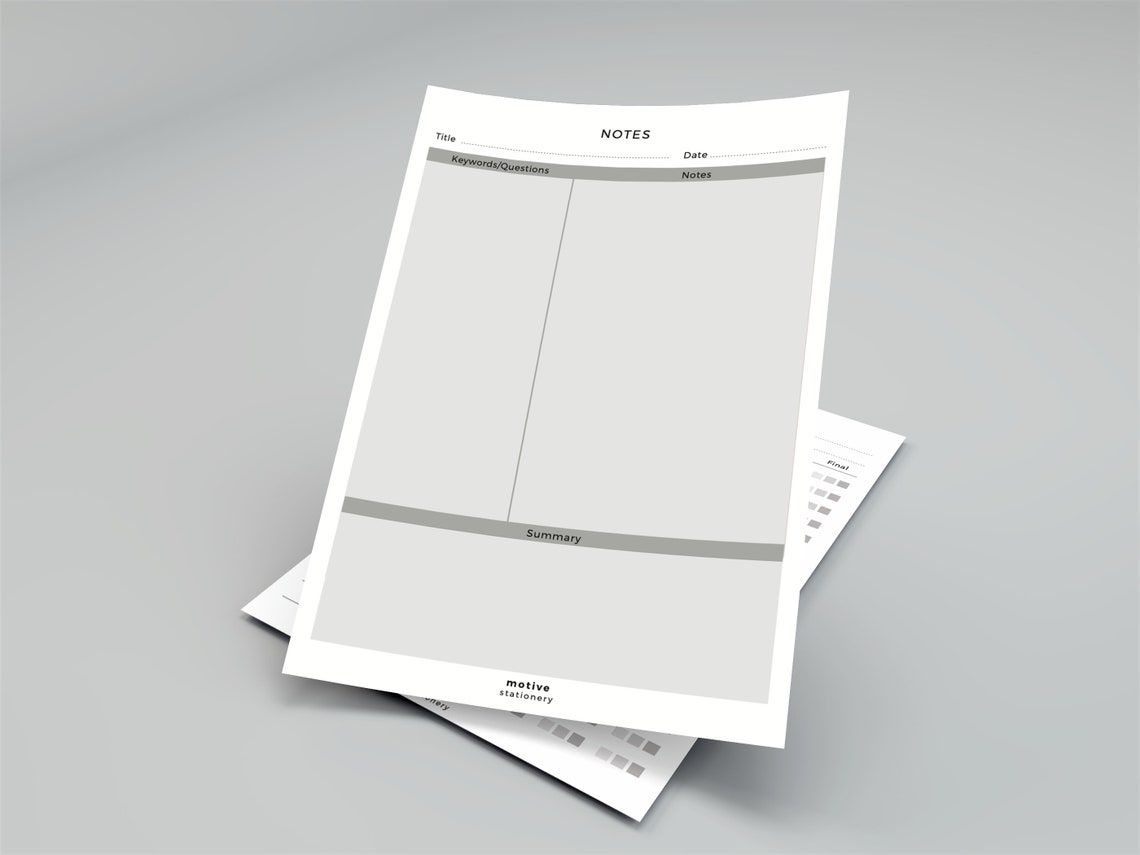 Student Revision Checklist and Note Taking Cornell Template A4 | Etsy