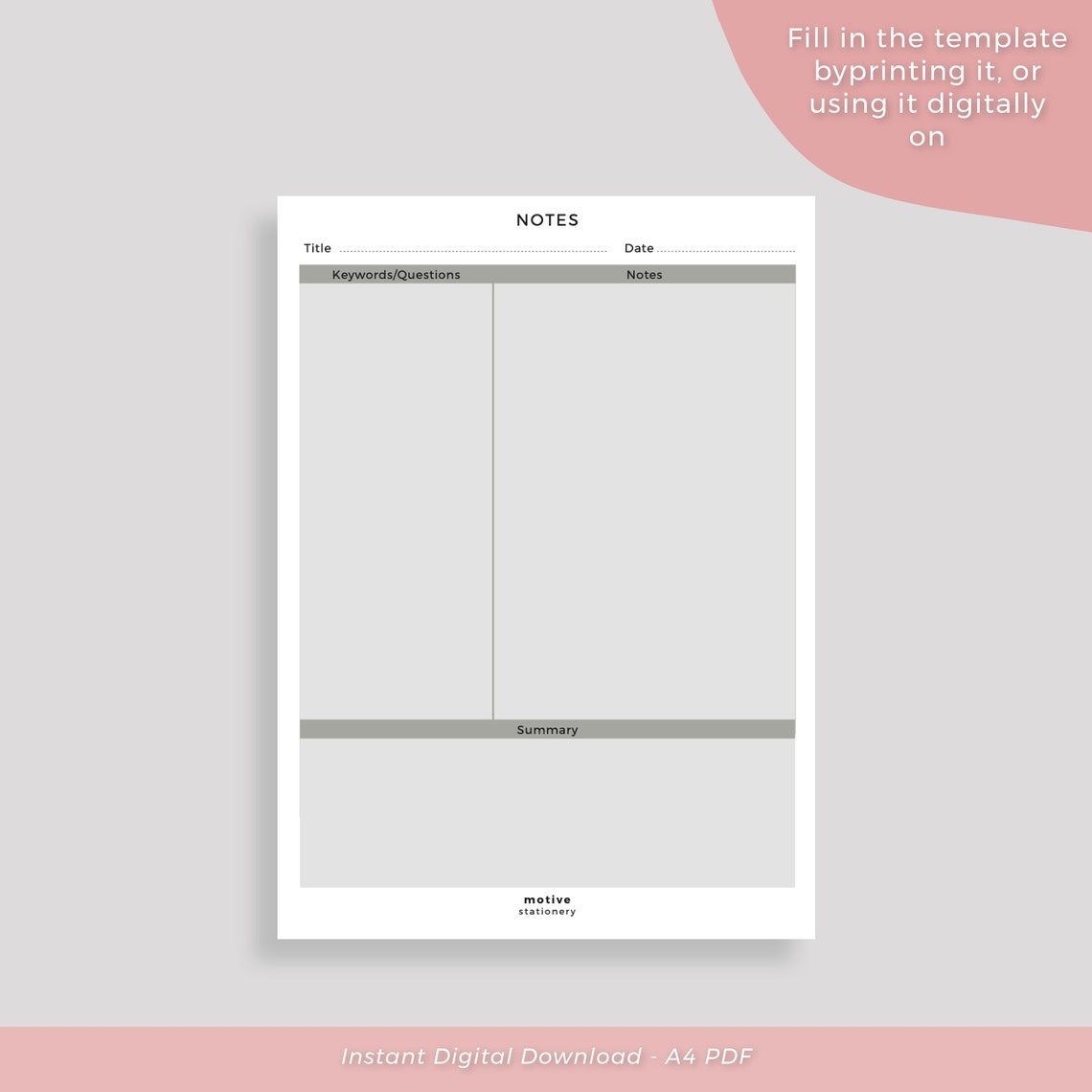 Student Revision Checklist and Note Taking Cornell Template A4 | Etsy