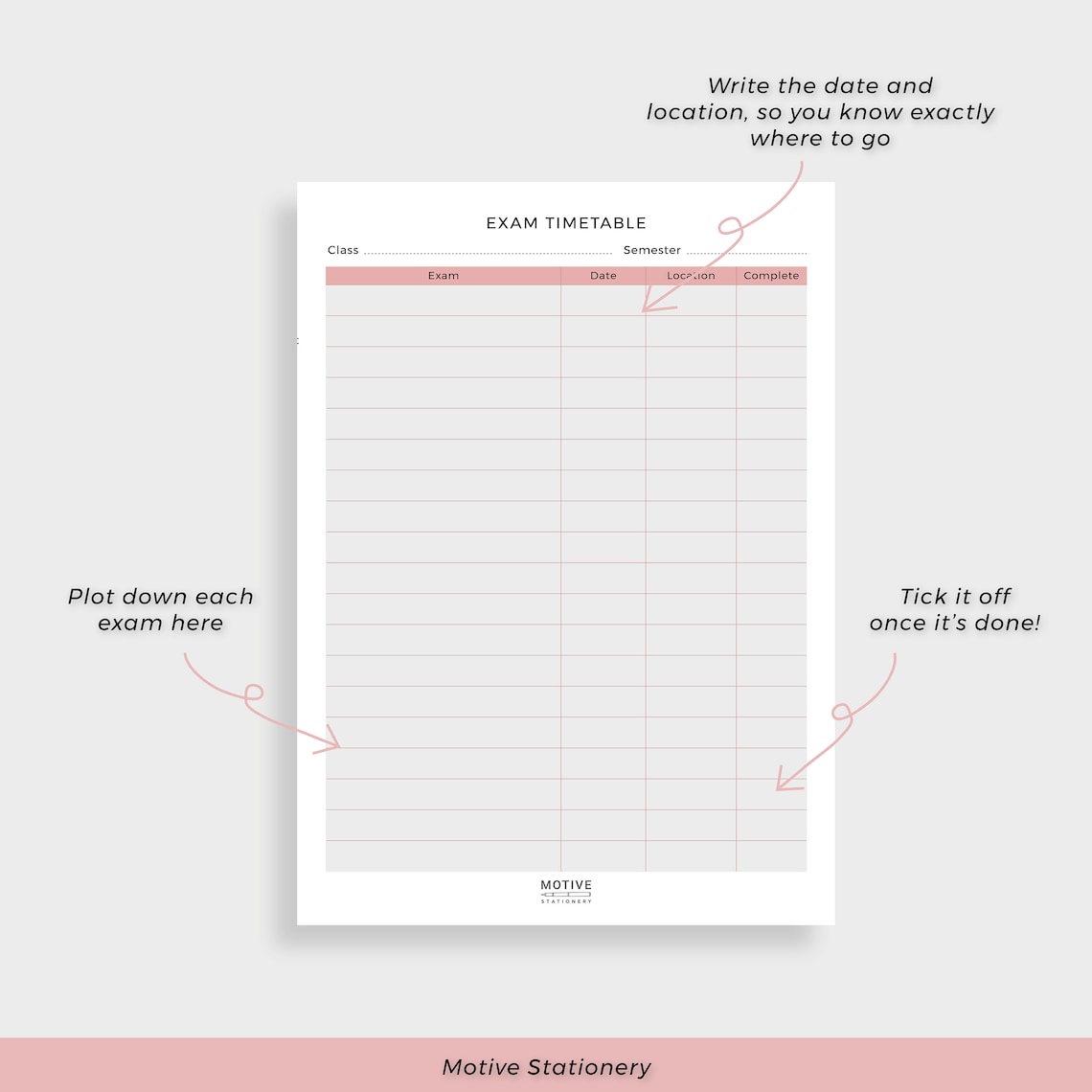Student Exam Timetable Countdown Tracker A4 Instant Digital | Etsy