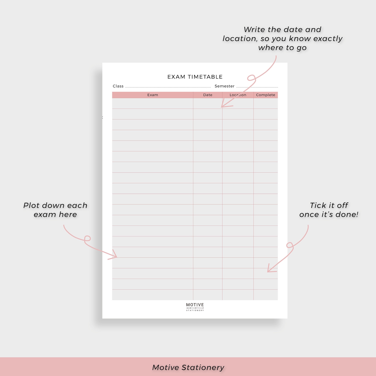 Student Exam Timetable Countdown Tracker A4 Instant Digital | Etsy