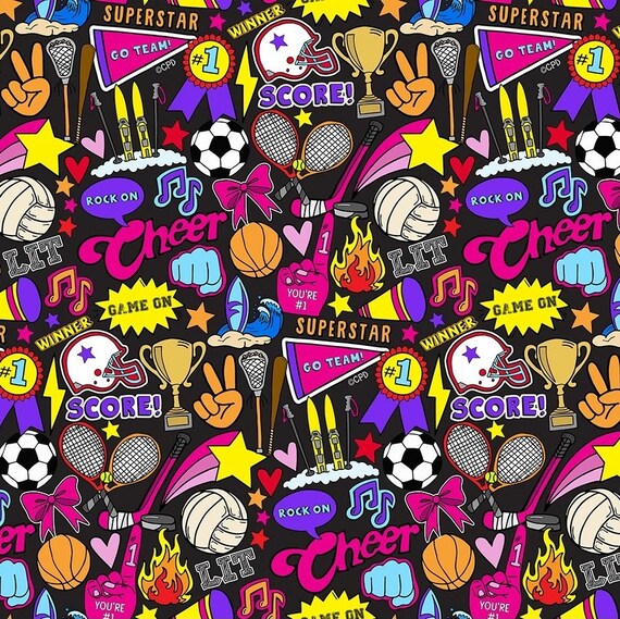 Girl Sports 100% Cotton Print Fabric Team Sports Print | Etsy