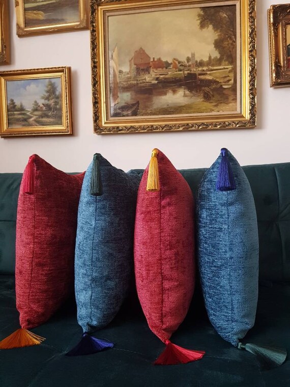 Decorative Pillows Cushion Covers in Rich Raspberry and Teal Colour ...