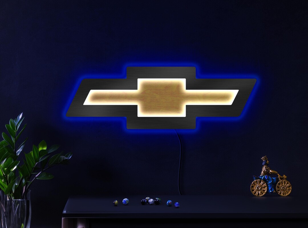 Chevrolet Neon Sign, Chevrolet Logo Sign, Car Logo Sign, Garage Neon ...